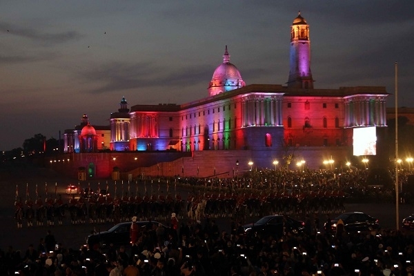 In Pictures: Rashtrapati Bhavan Lights Up, Military Tunes Echo Across ...