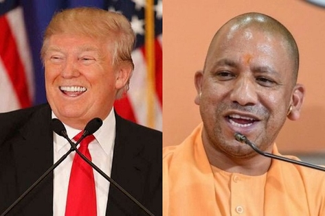 US President Trump Greeted By Yogi Adityanath As He Lands In Agra To ...