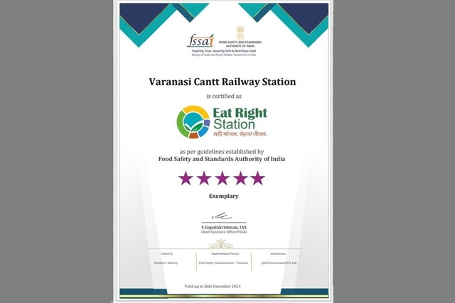 Varanasi Cantonment Railway Station Wins 5-Star ‘Eat Right Station’ Award