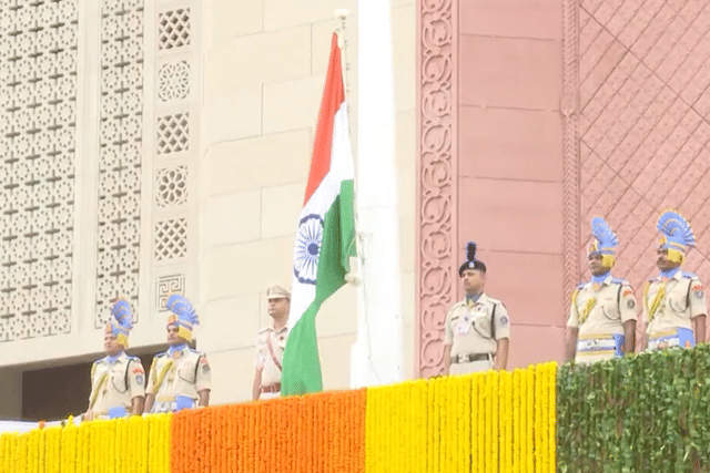 National Flag Flies High: VP Jagdeep Dhankhar Raises Tricolour Atop New ...