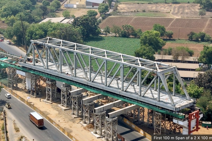Mumbai-Ahmedabad Bullet Train Project: First 100 Metre Span Of 'Make In India' Steel Bridge ...