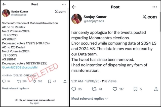 CSDS Pollster Sanjay Kumar Retracts Voter Fraud Claims In Maharashtra, BJP Slams “Fake Narrative”